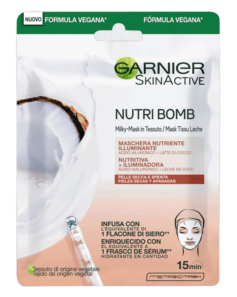 Maschera Garnier Latte di Cocco Acido Ialuronico per Pelli Secche e Spente
